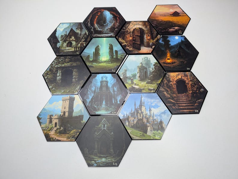 Hexcrawl Solo RPG Kit – Acrylic Hex Tiles, Neoprene Map & 4-dice Oracle ...