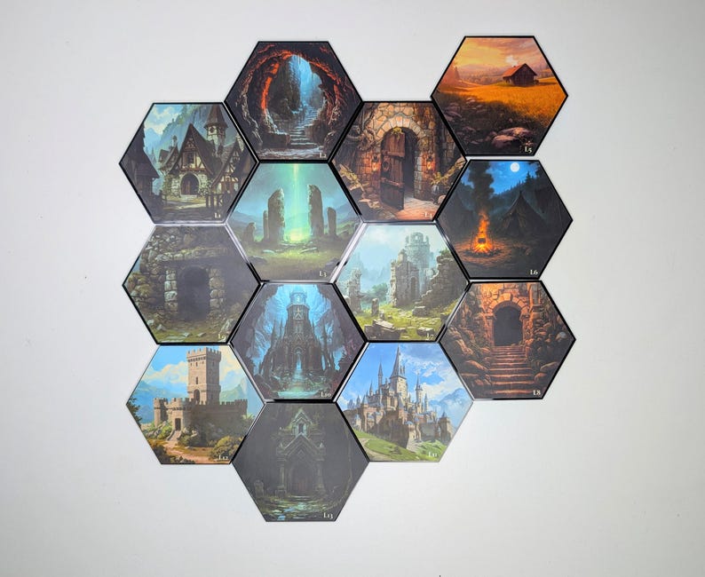 Hexcrawl Solo RPG Kit – Acrylic Hex Tiles, Neoprene Map & 4-dice Oracle ...
