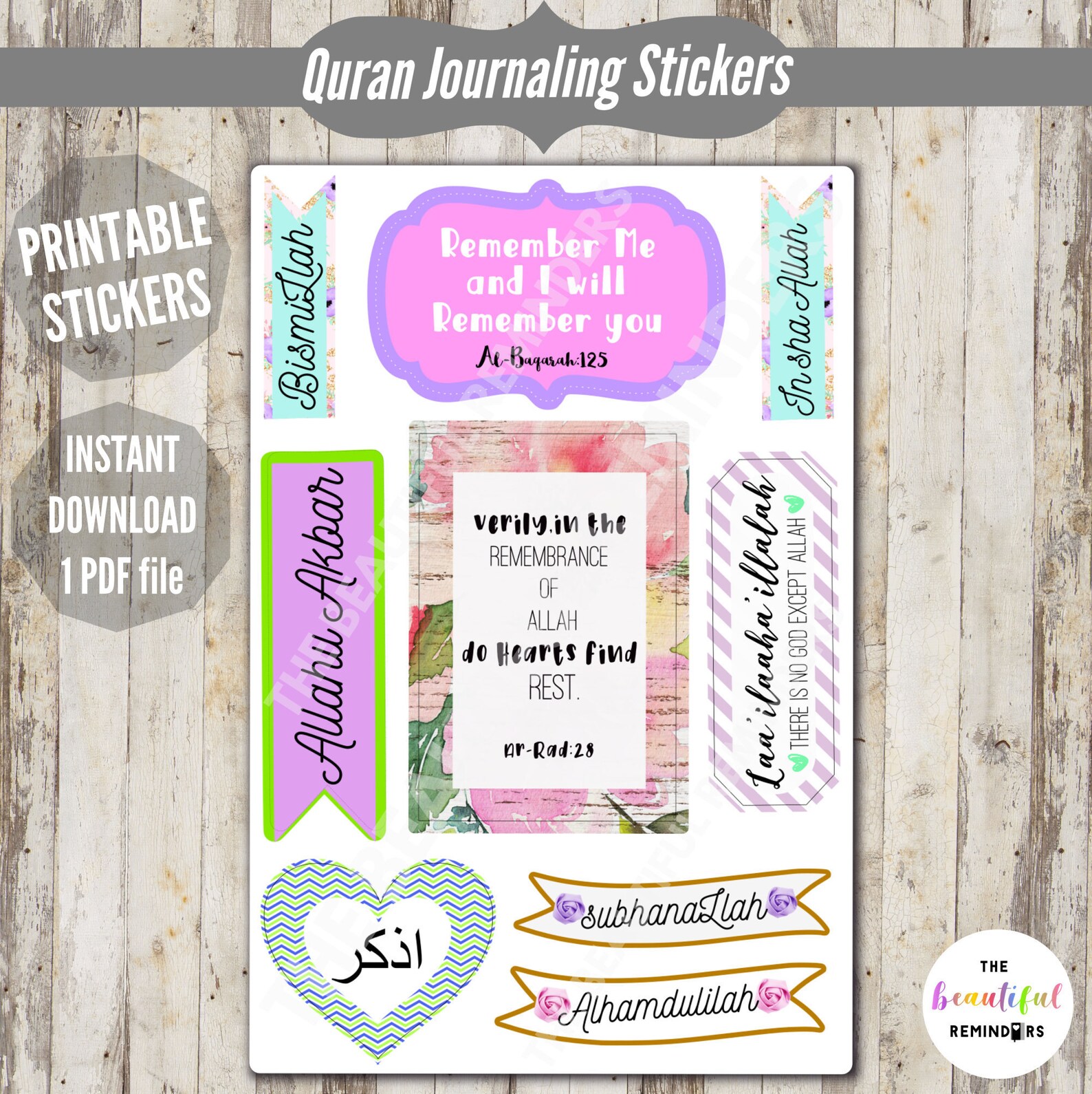 QURAN Themed JOURNALING Stickers/set of Five Sheets/jannah Themed/dhikr ...