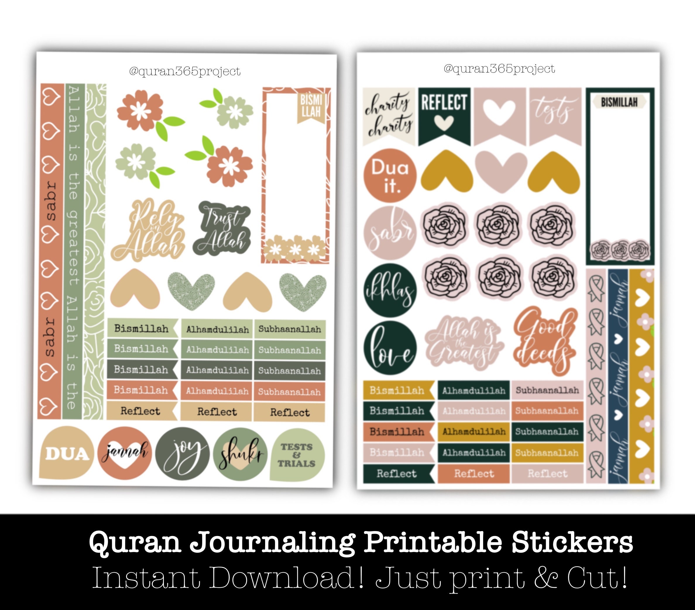 Quran Journaling Stickers Neutral Colours Printable 6 Sheets Bundle - Etsy