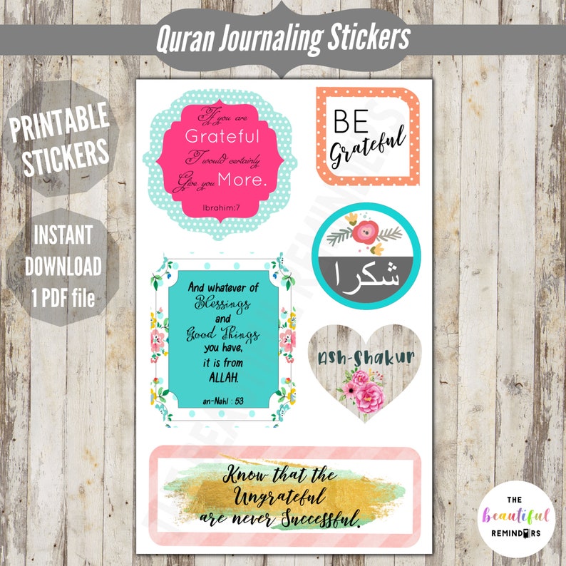 QURAN Themed JOURNALING Stickers/set of Five Sheets/jannah Themed/dhikr ...