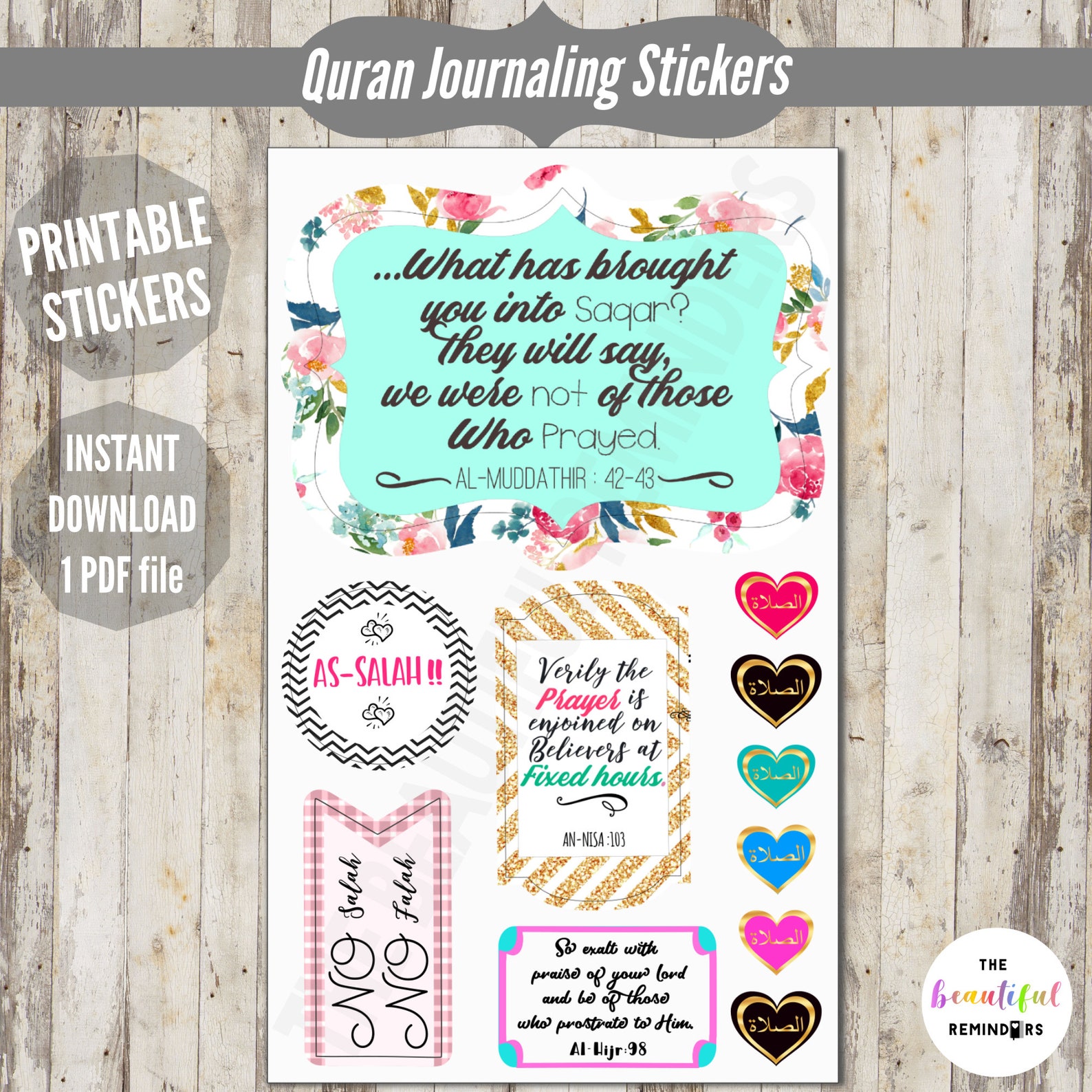 QURAN Themed JOURNALING Stickers/set of Five Sheets/jannah Themed/dhikr ...