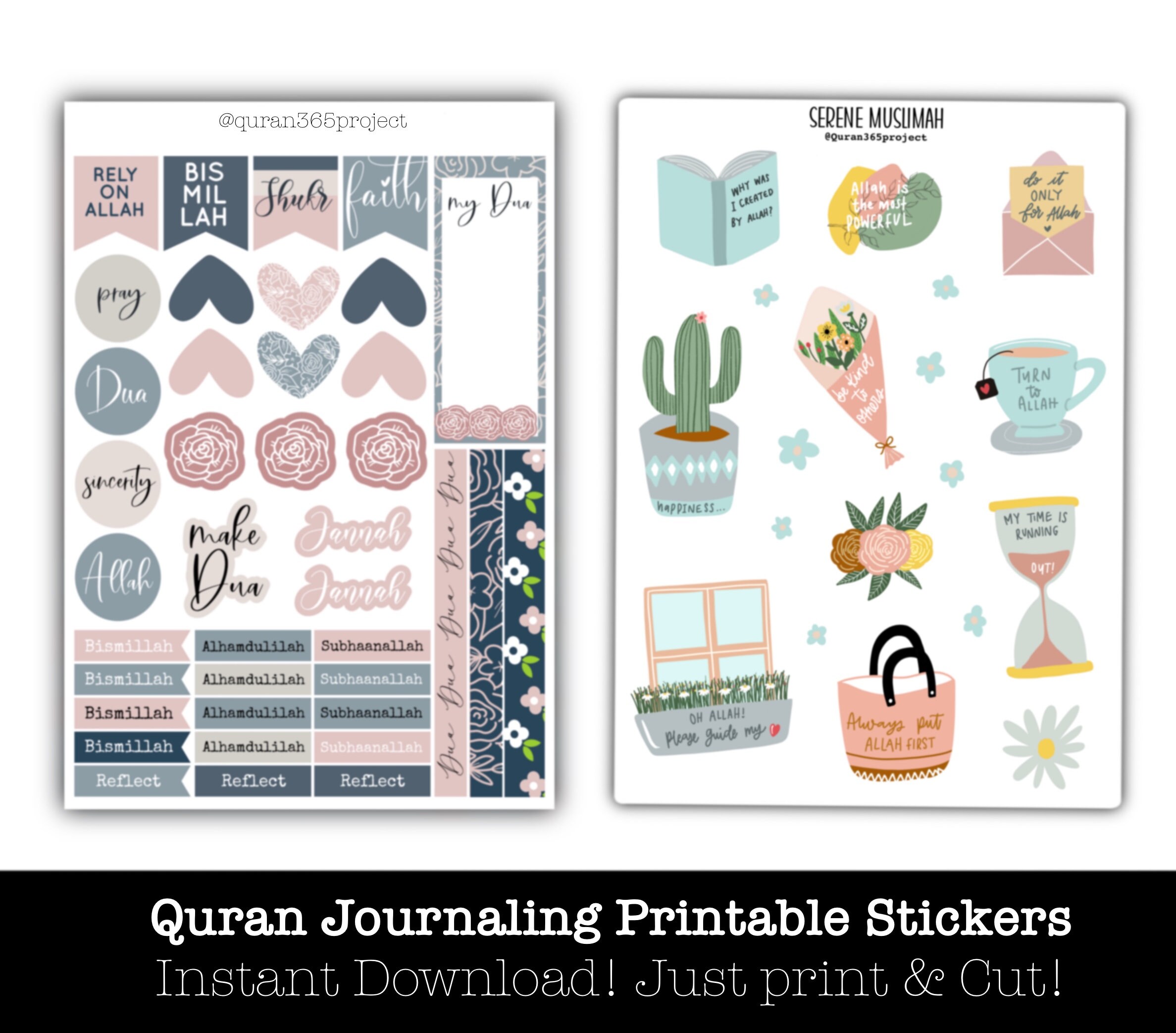 Quran Journaling Stickers Neutral Colours Printable 6 Sheets Bundle - Etsy