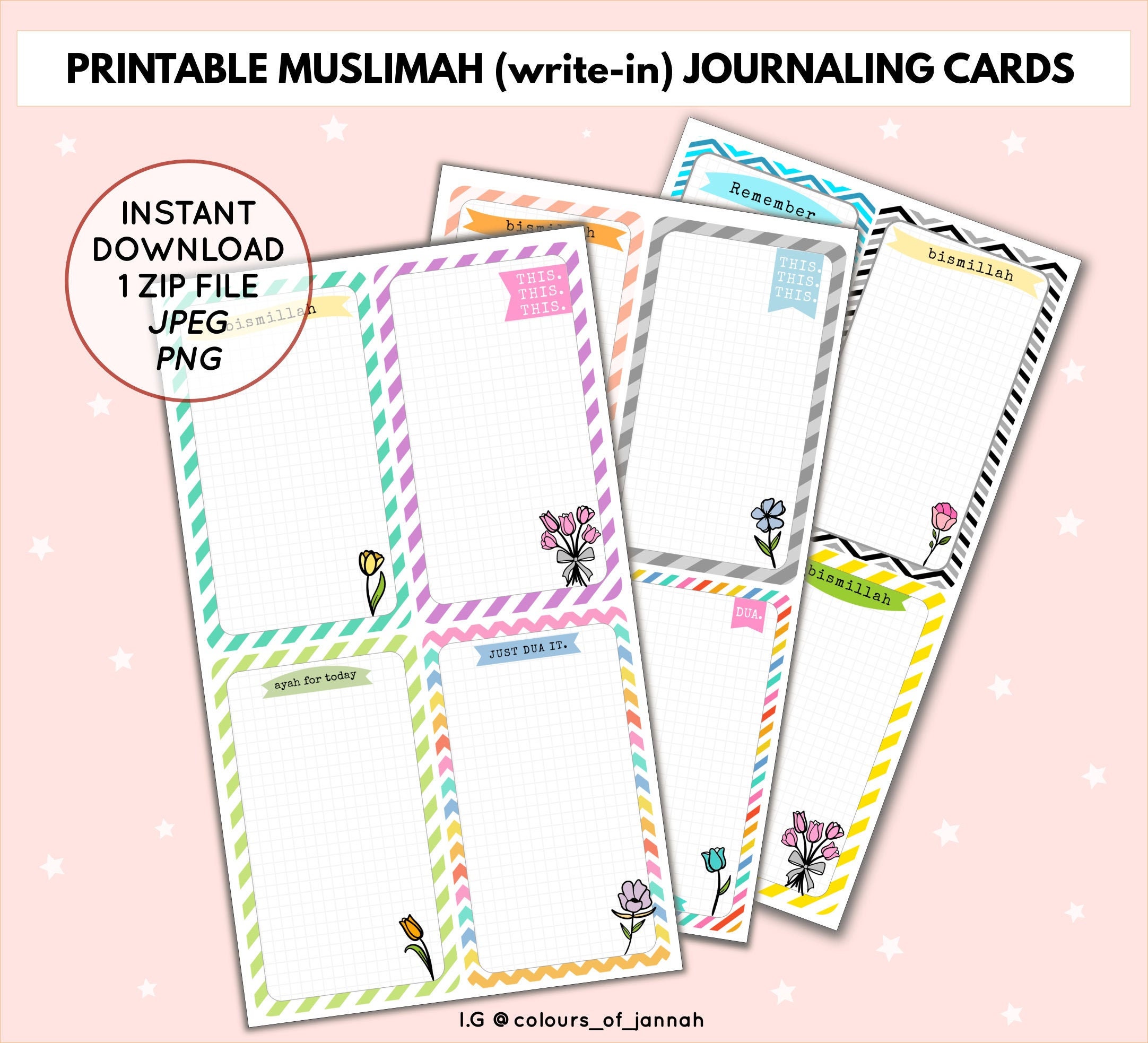 Quran Journaling Cards/muslimah Journaling/islamic Journaling/islamic ...