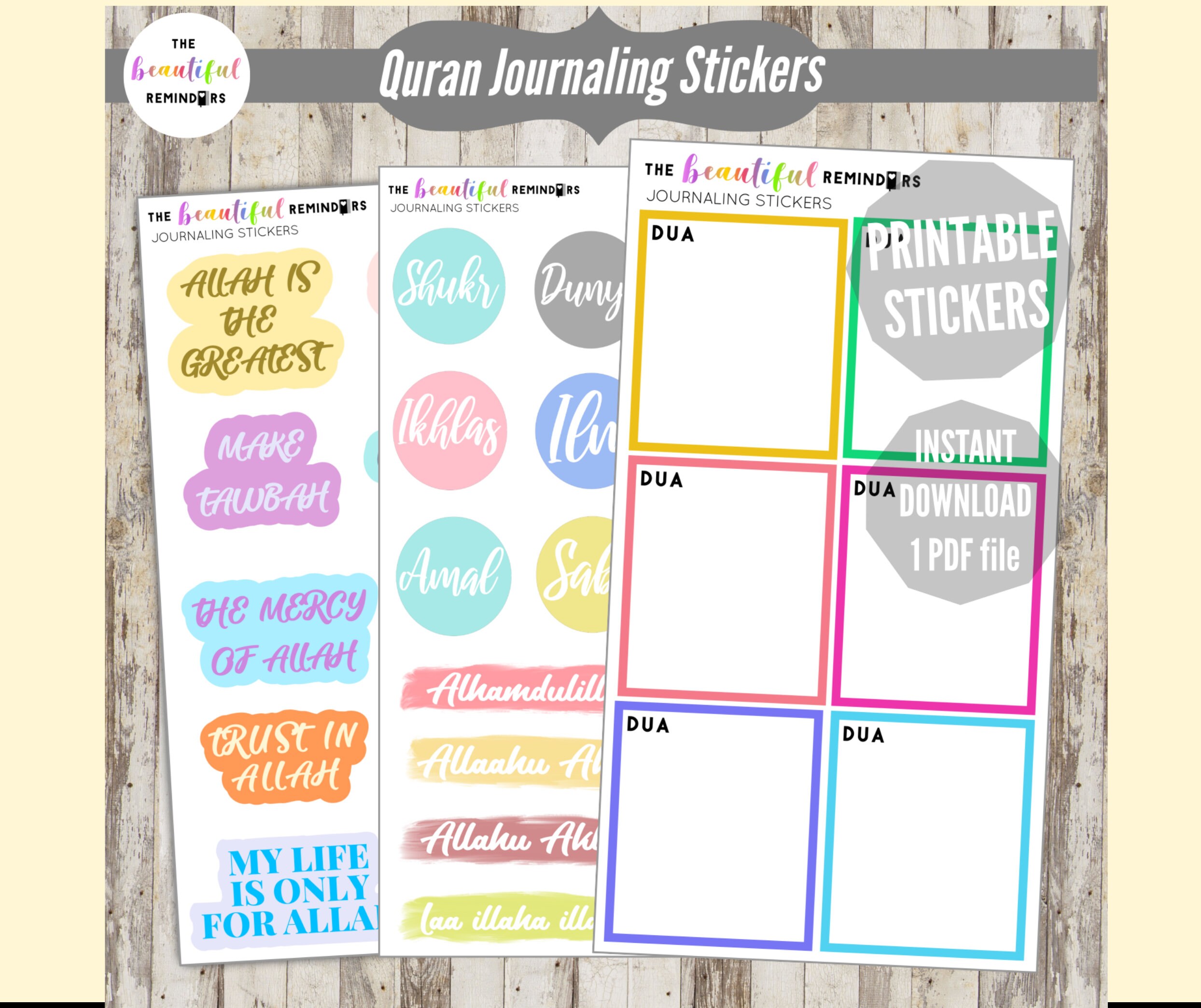 Quran Journaling Stickers /set of 3 Sheets - Etsy