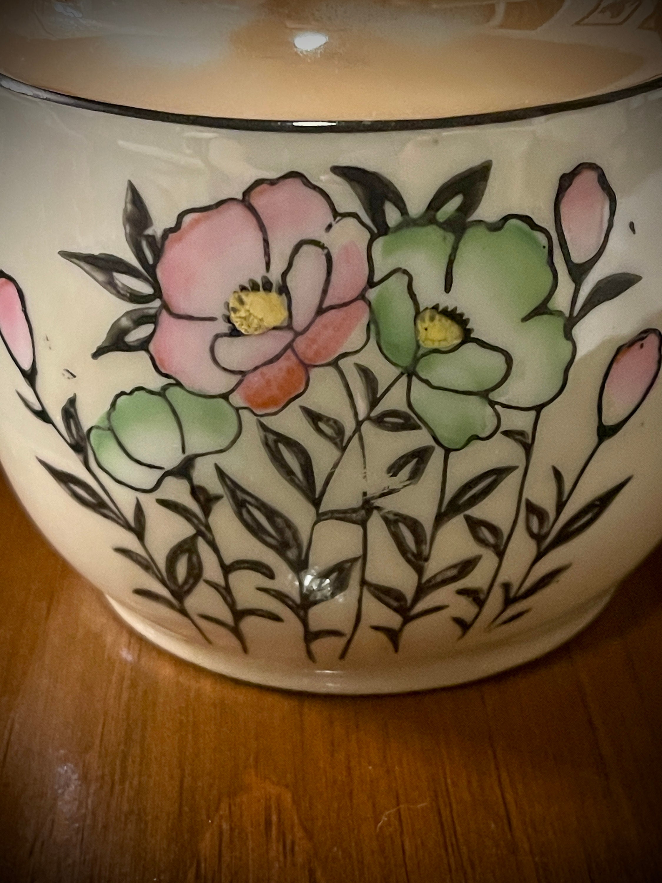 Vintage Lusterware Floral Sugar Bowl - Etsy