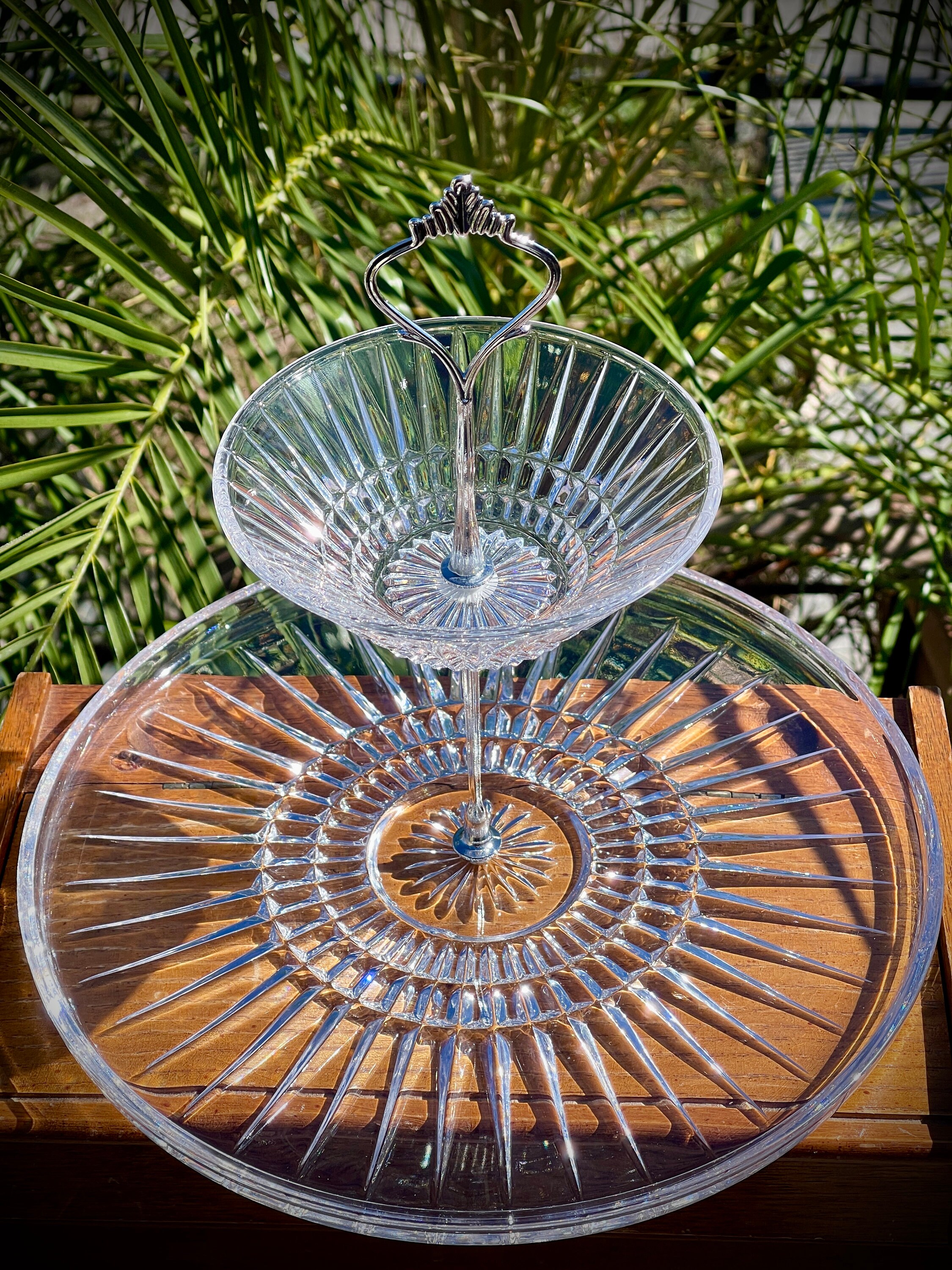 Vintage 2 Tier Glass Server - Etsy