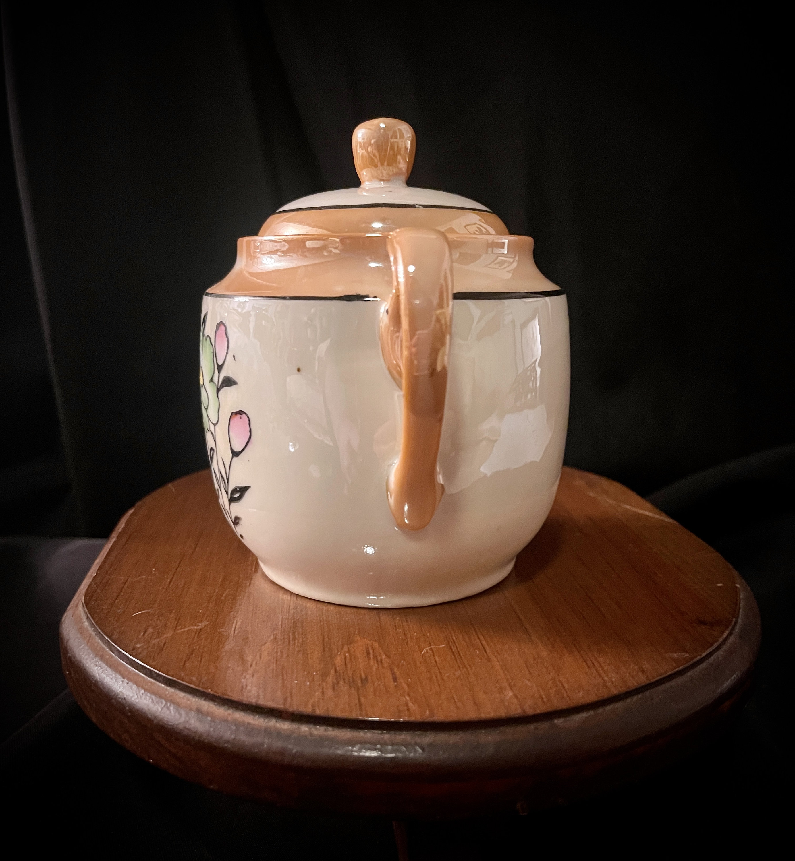 Vintage Lusterware Floral Sugar Bowl - Etsy