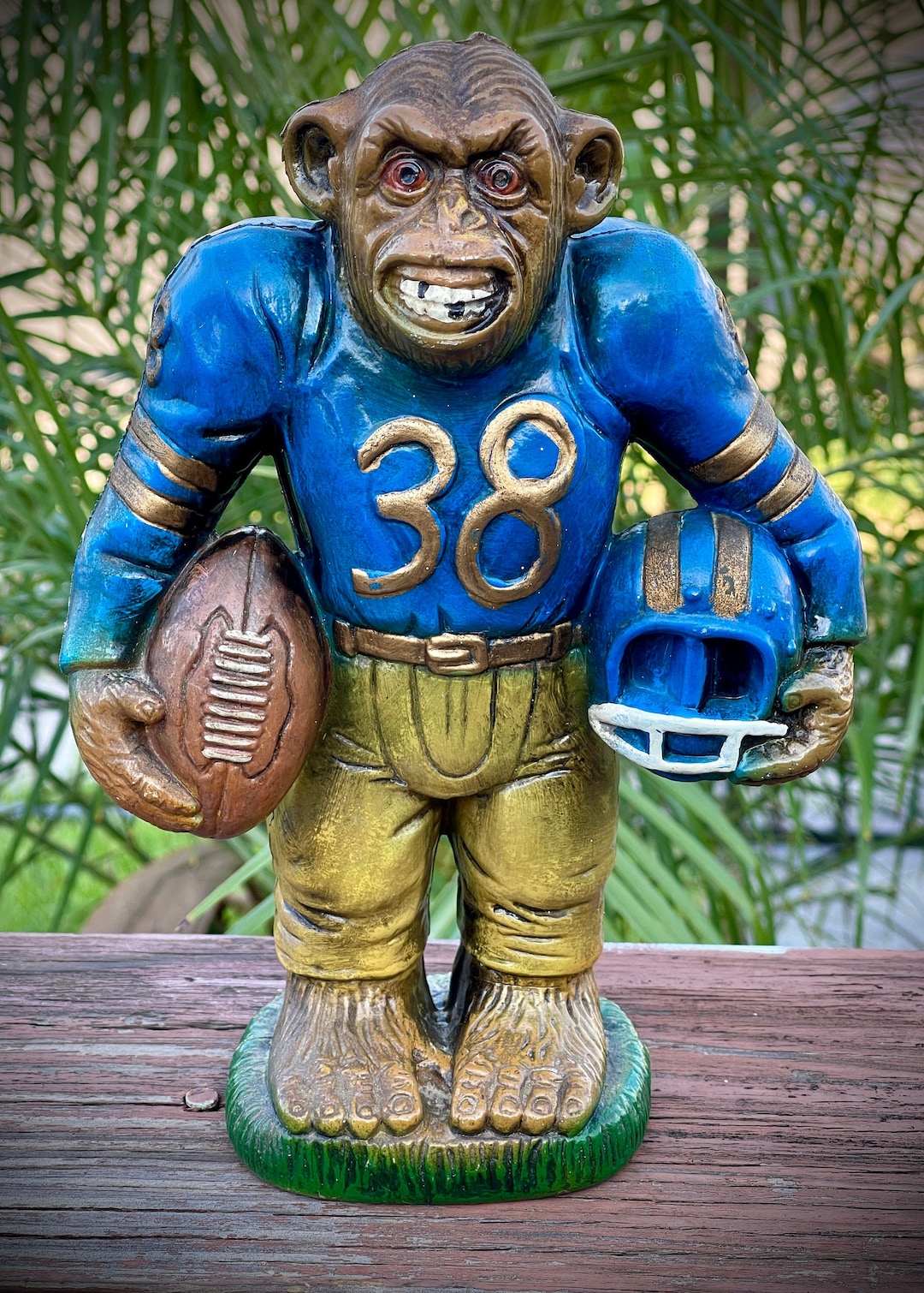 Vintage Football Monkey Planter - Etsy