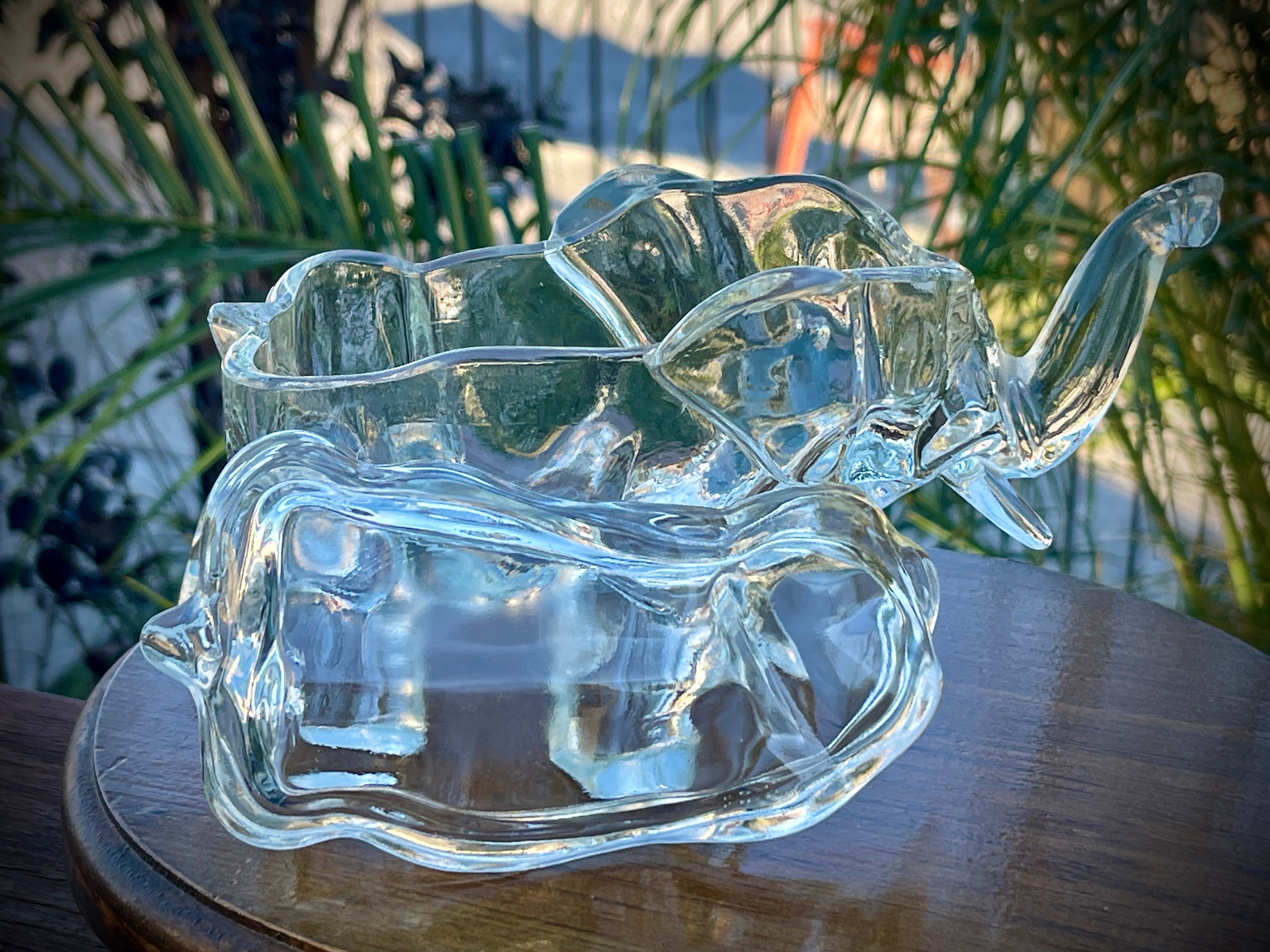 Vintage Flint Glass Elephant Powder/trinket Dish - Etsy