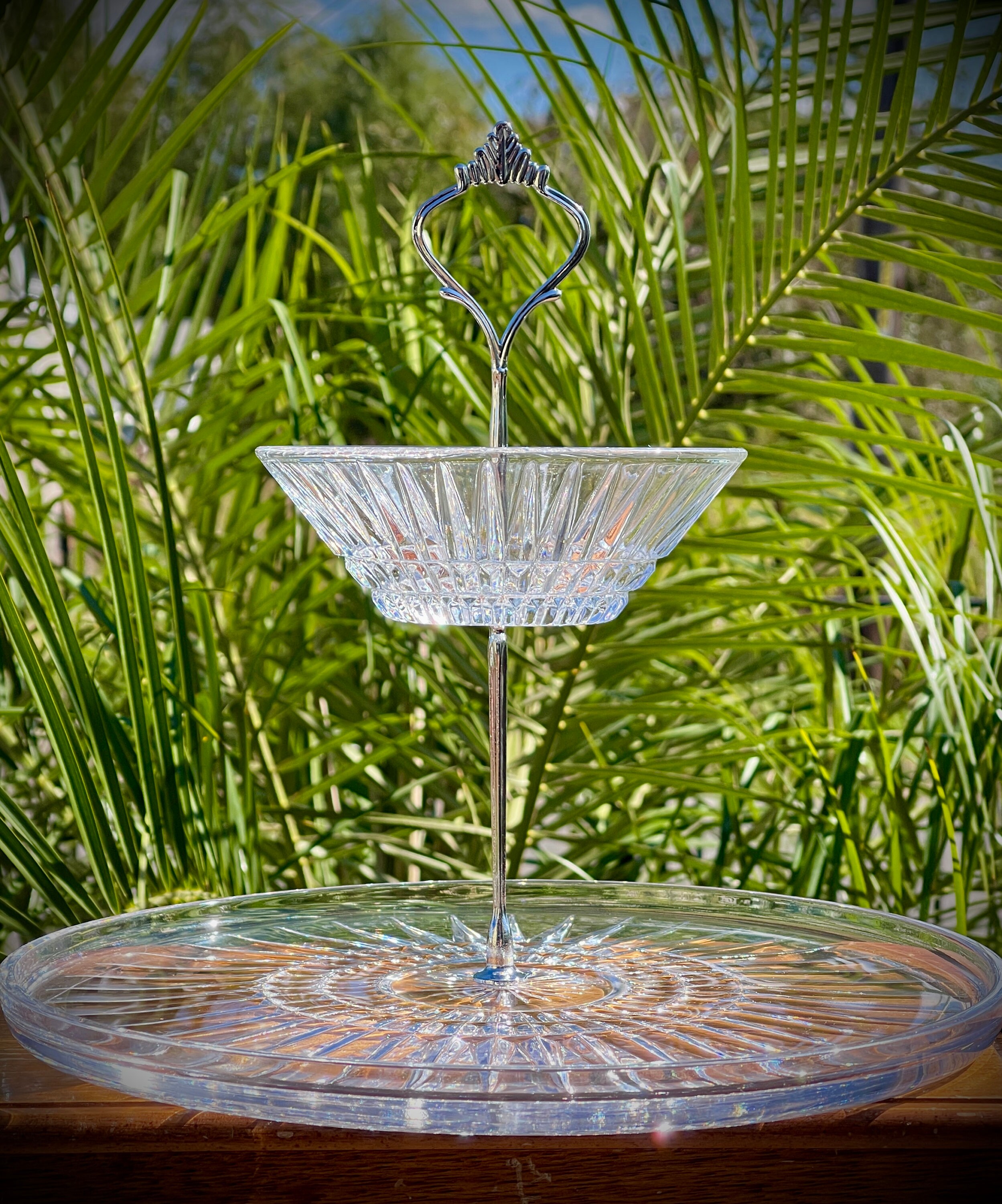 Vintage 2 Tier Glass Server - Etsy