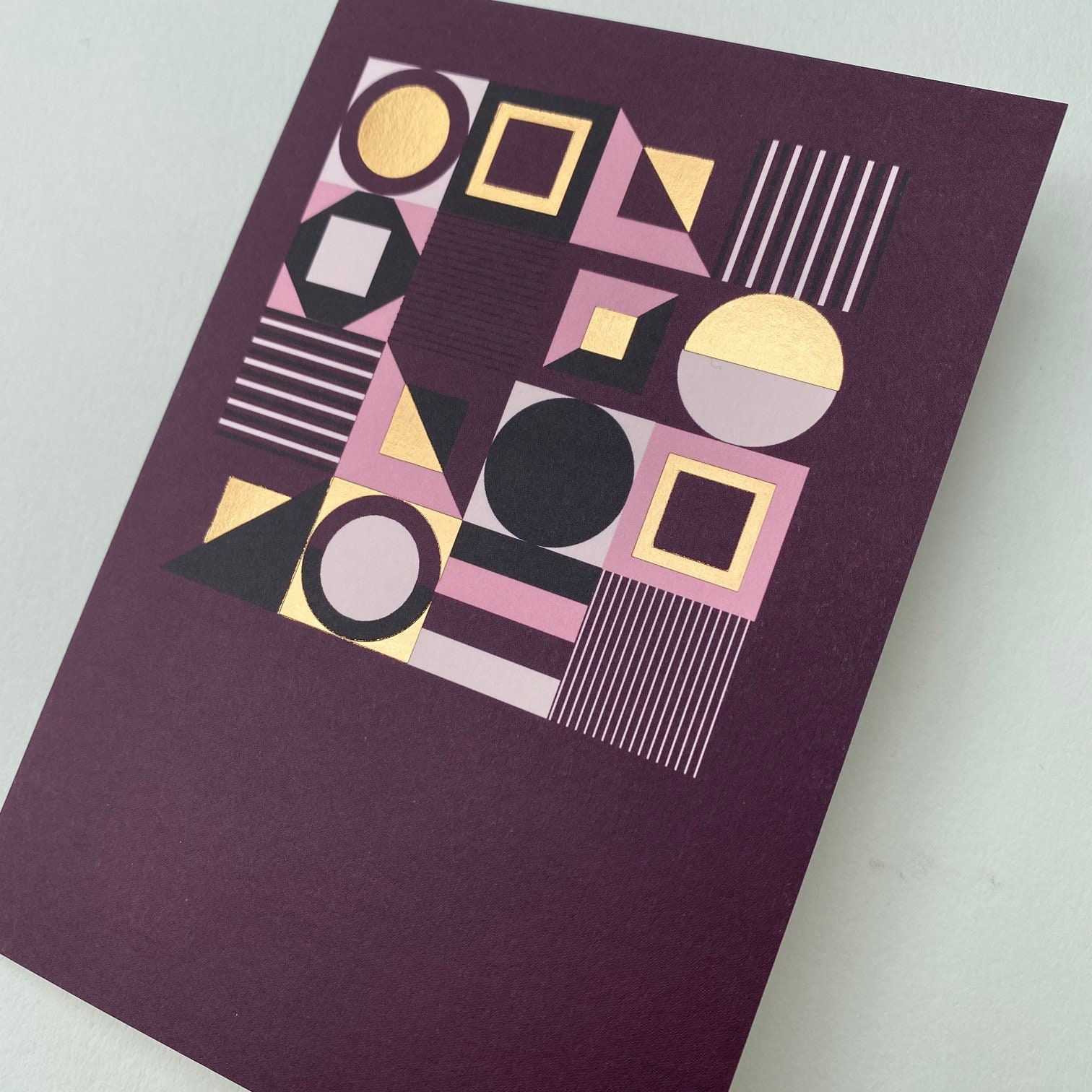 Geometric Foiled Greeting Card: Modern Art Card - Etsy Israel