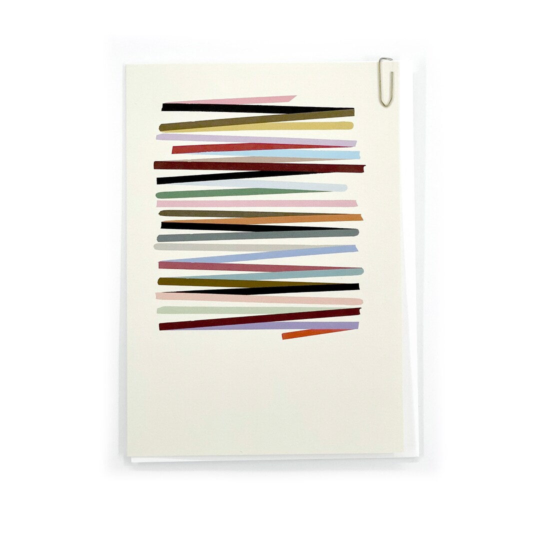 Modern Stripes Greeting Card: Colorful Brush Strokes Art Card - Etsy