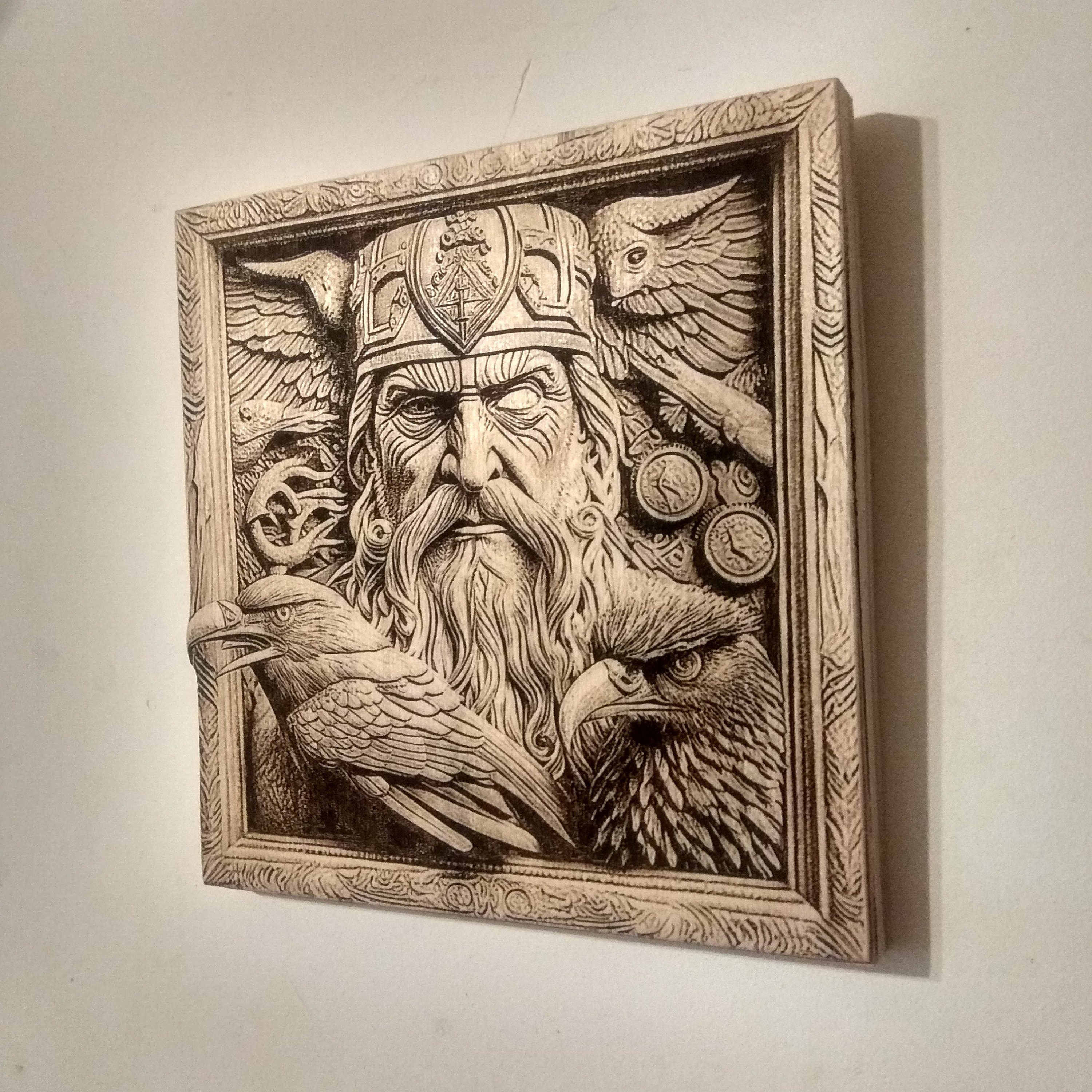 Wood Burning Odin Art Norse Mythology Viking Decor Wood - Etsy