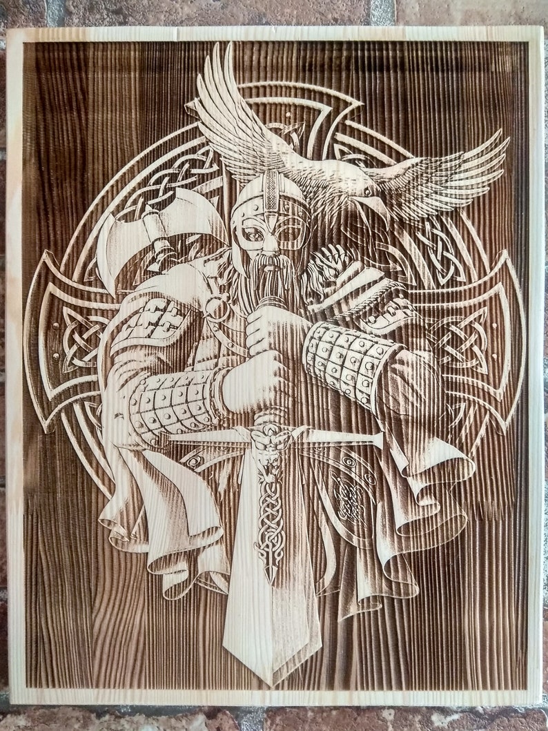 Wood Burning Viking Warrior Wall Art Norse Mythology Laser - Etsy