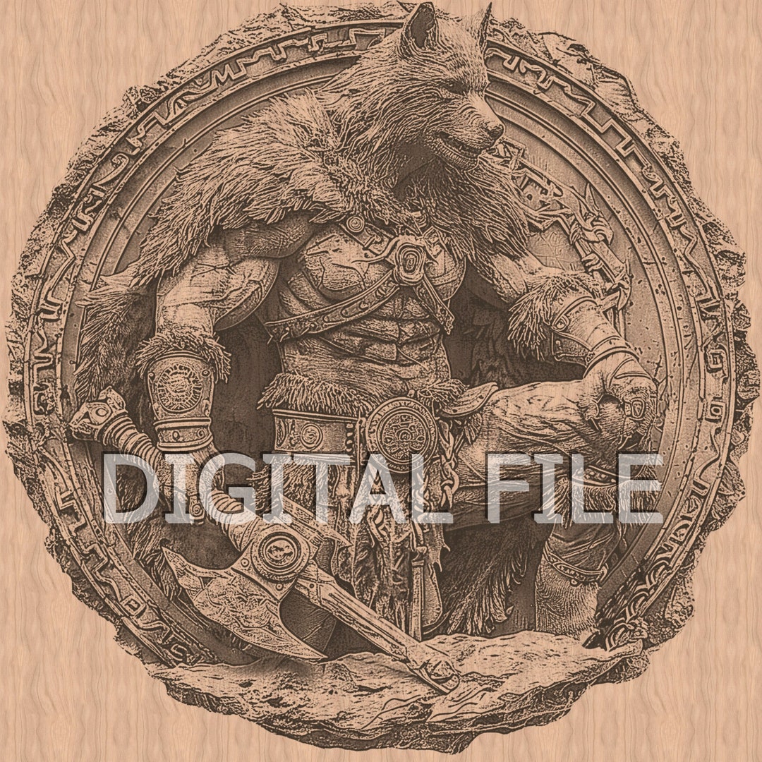 Laser Engraving Files, Werewolf Warrior, 3D Illusion, Wood Engraving ...