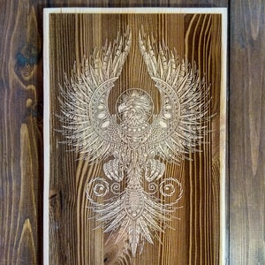 Wood Burned Phoenix Wall Hanging, Firebird Fantasy Inspirational Wall ...