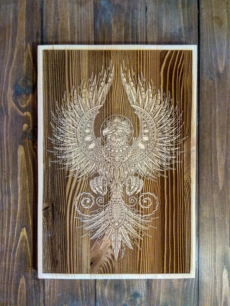 Wood Burned Phoenix Wall Hanging, Firebird Fantasy Inspirational Wall ...