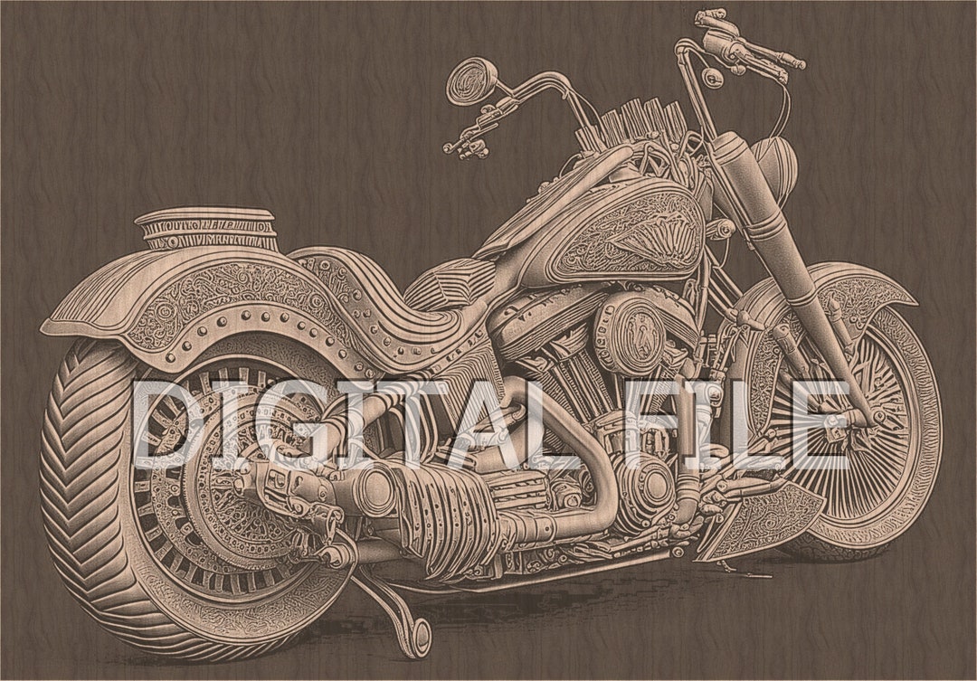 Laser Engraving Files, Motorcycle PNG, 3D Illusion, Wood Engraving ...