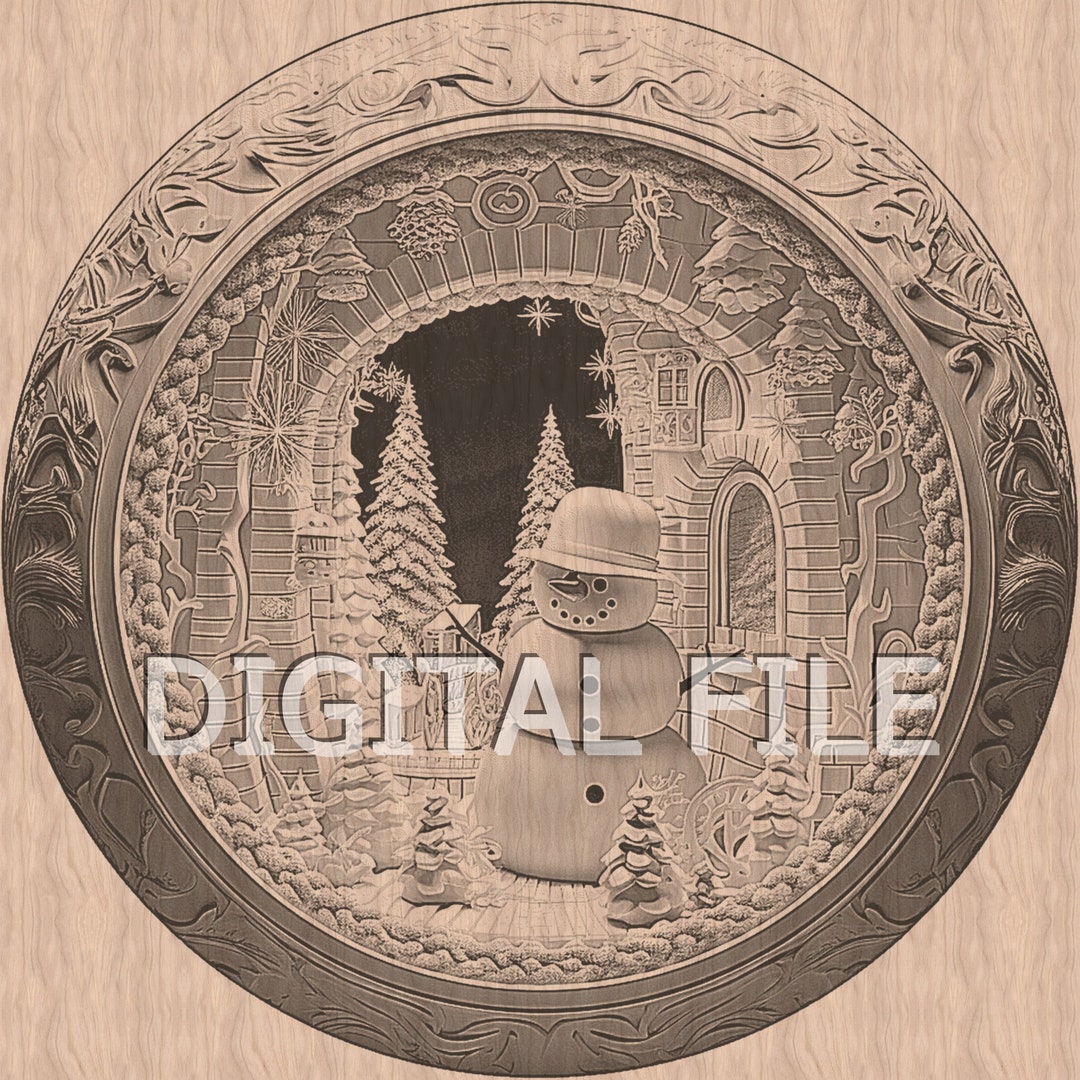 Laser Engraving Files, Snowman, 3D Illusion, Wood Engraving, Glowforge ...