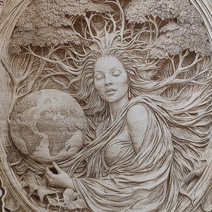 Gaia Greek Goddess, Earth Mother, Greek Mythology Wood Laser Engraving ...