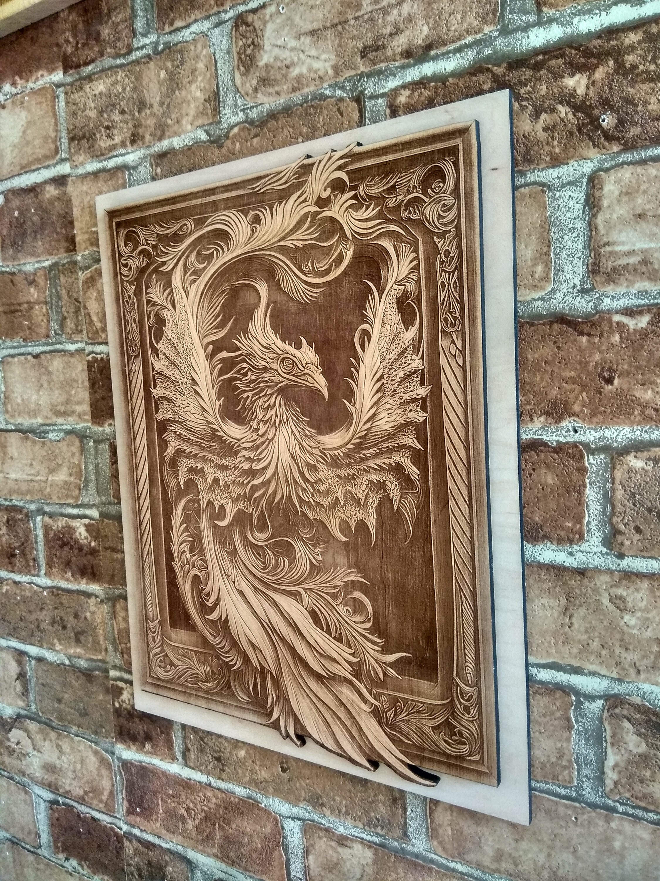 Wood Laser Engraving Phoenix Wall Hanging Firebird Fantasy - Etsy