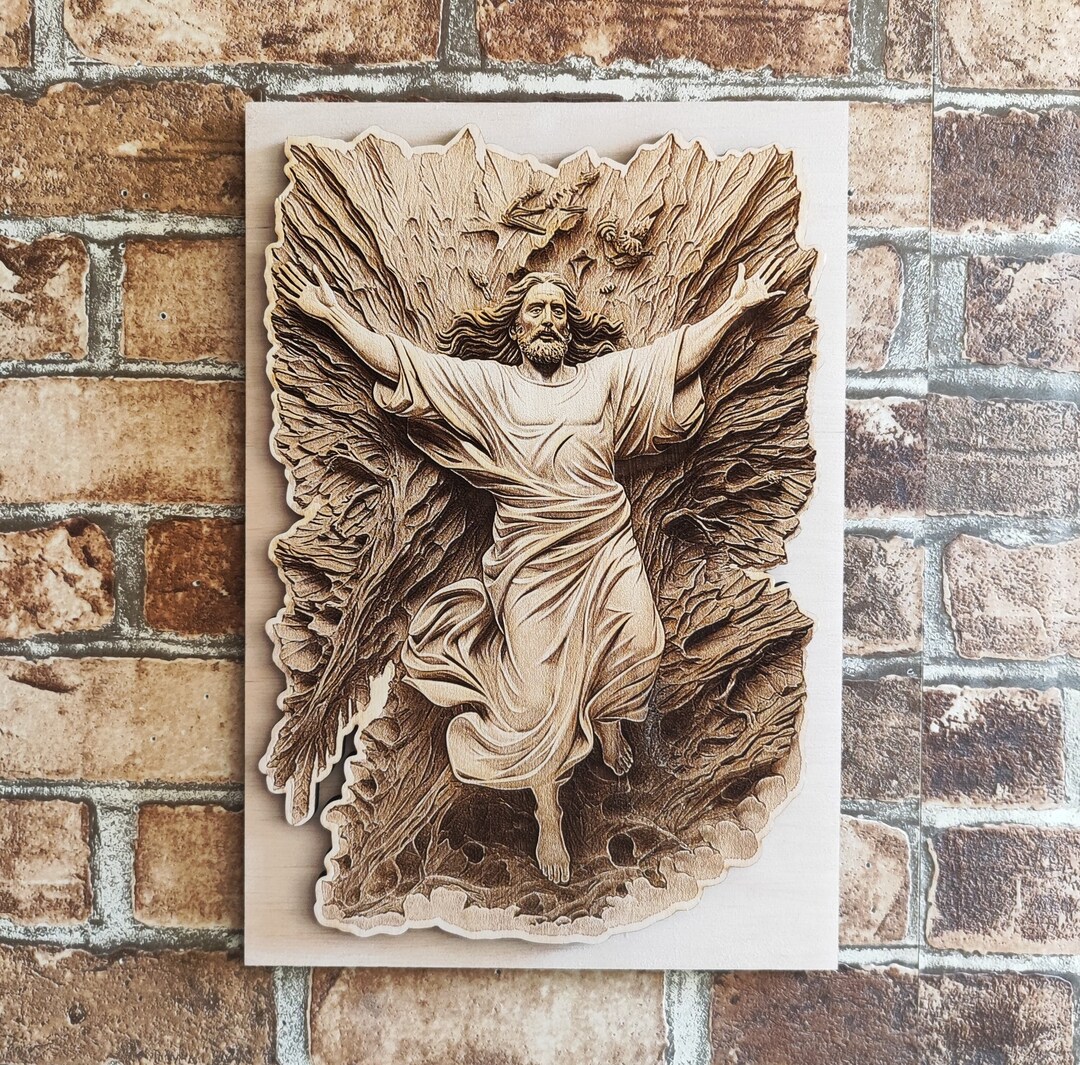 Buy Jesus, 3D Illusion Laser Engraved Religious Wood Sign, Orthodox ...