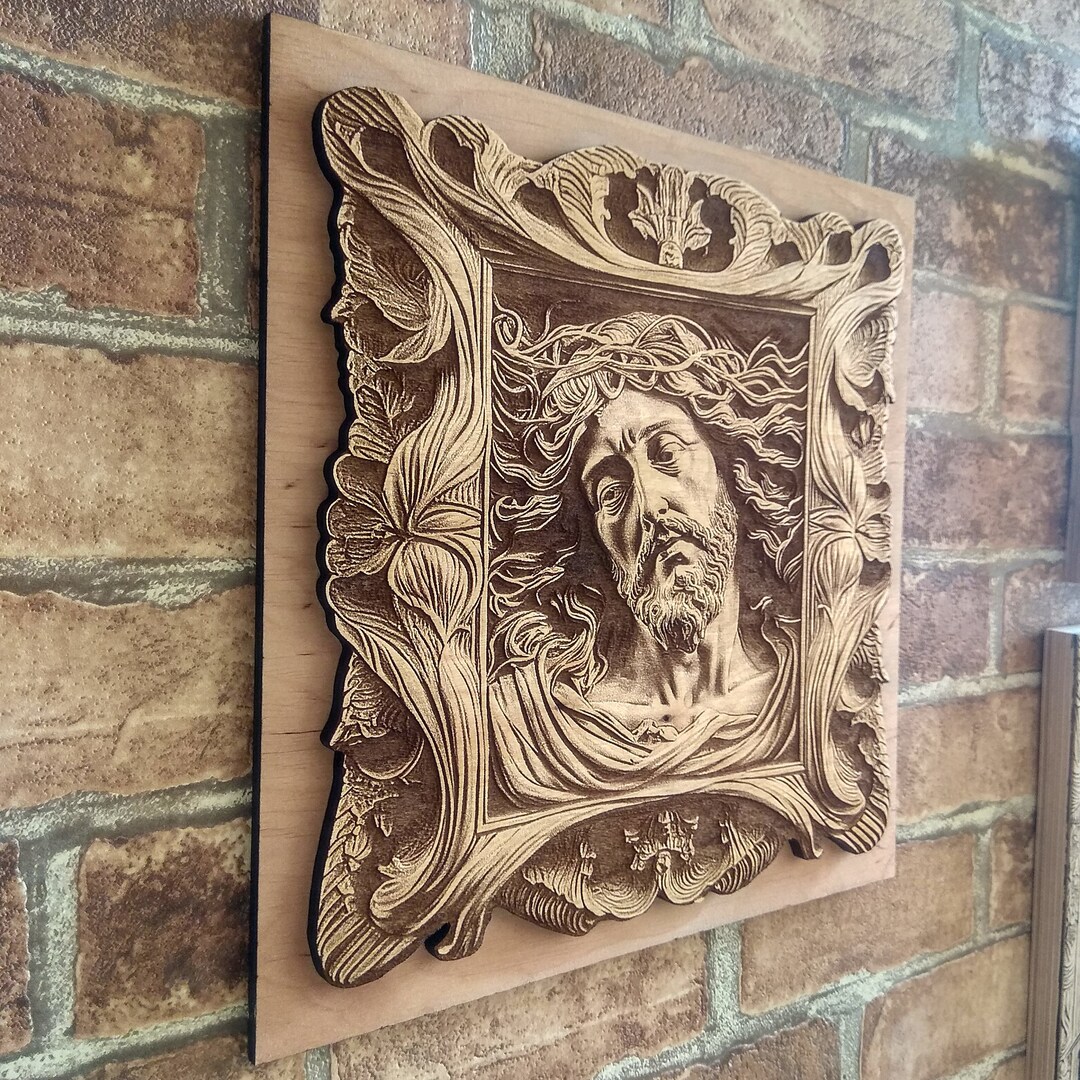 Jesus Christ Wooden Art, Catholic Icons, Laser Engraving Religious Icon ...