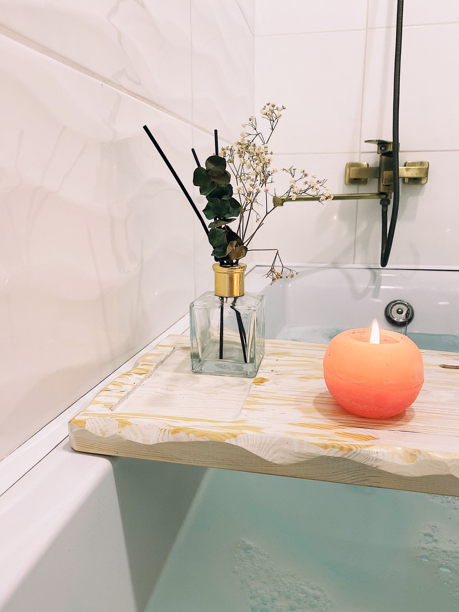 Wooden Bath Caddy Bathtub Tray Farmhouse Bath Caddy Rustic | Etsy