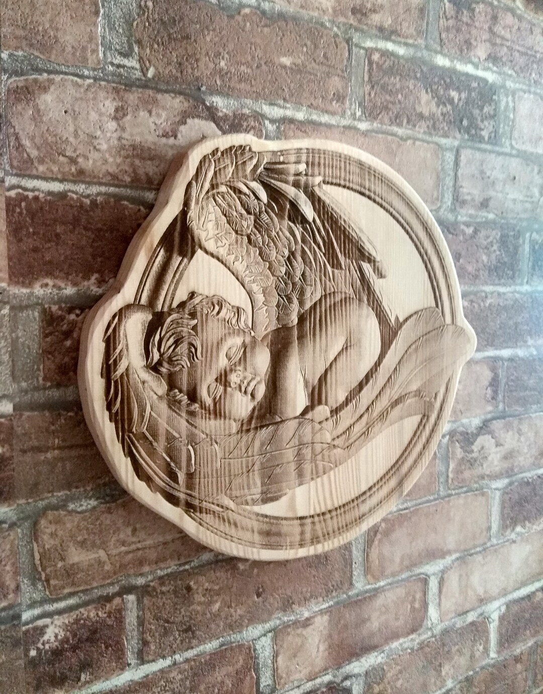 Wood Burning Sleeping Baby Angel Wall Art, Wood Laser Engraving ...