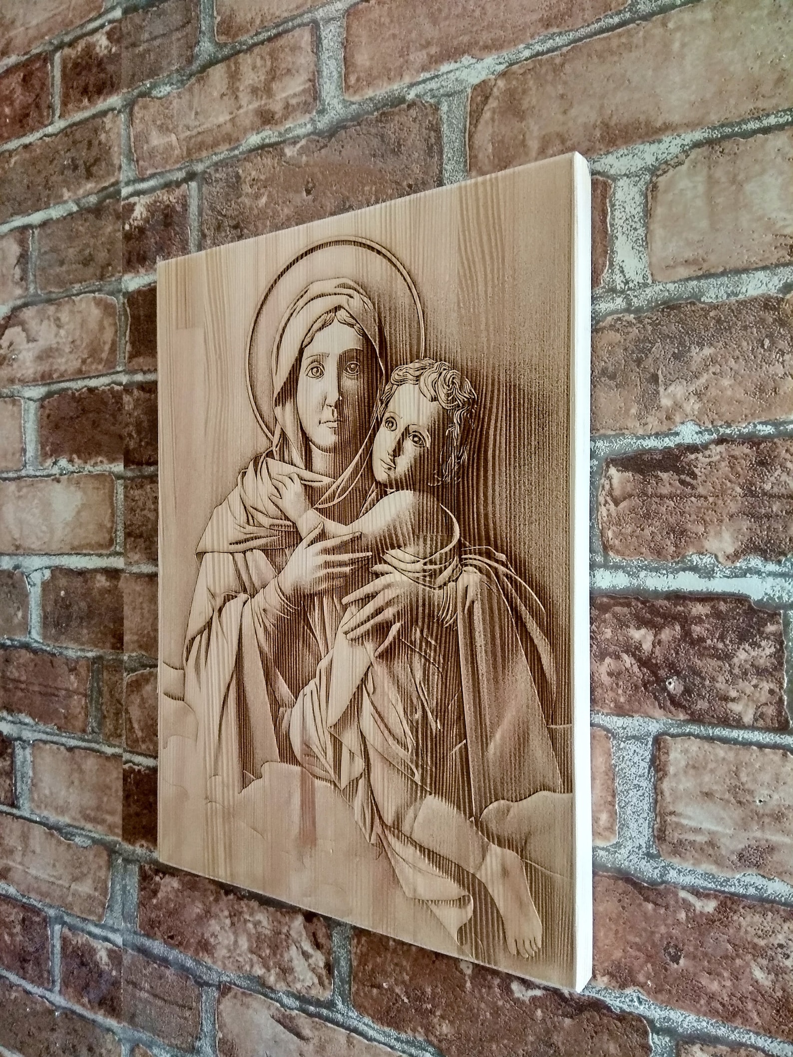 Virgin Mary Wood Wall Art Laser Engraving 3D Religious Wood - Etsy