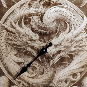 Moon Phase Clock, Wooden Wall Dragon Head Lunar Clock, Moon Phases Wall ...