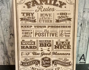 Family Rules Sign - Etsy