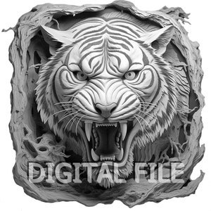 Laser Engraving Files, Tiger Head Png, 3D Illusion, Wood Engraving ...