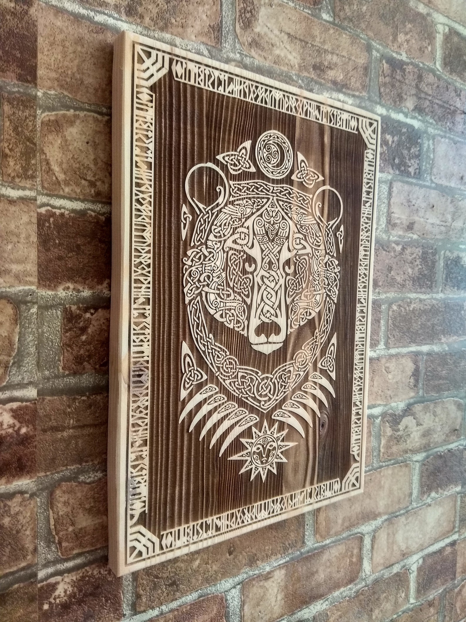 Wood Burning Celtic Bear Wall Art, Forest Lord , Norse Mythology Decor ...
