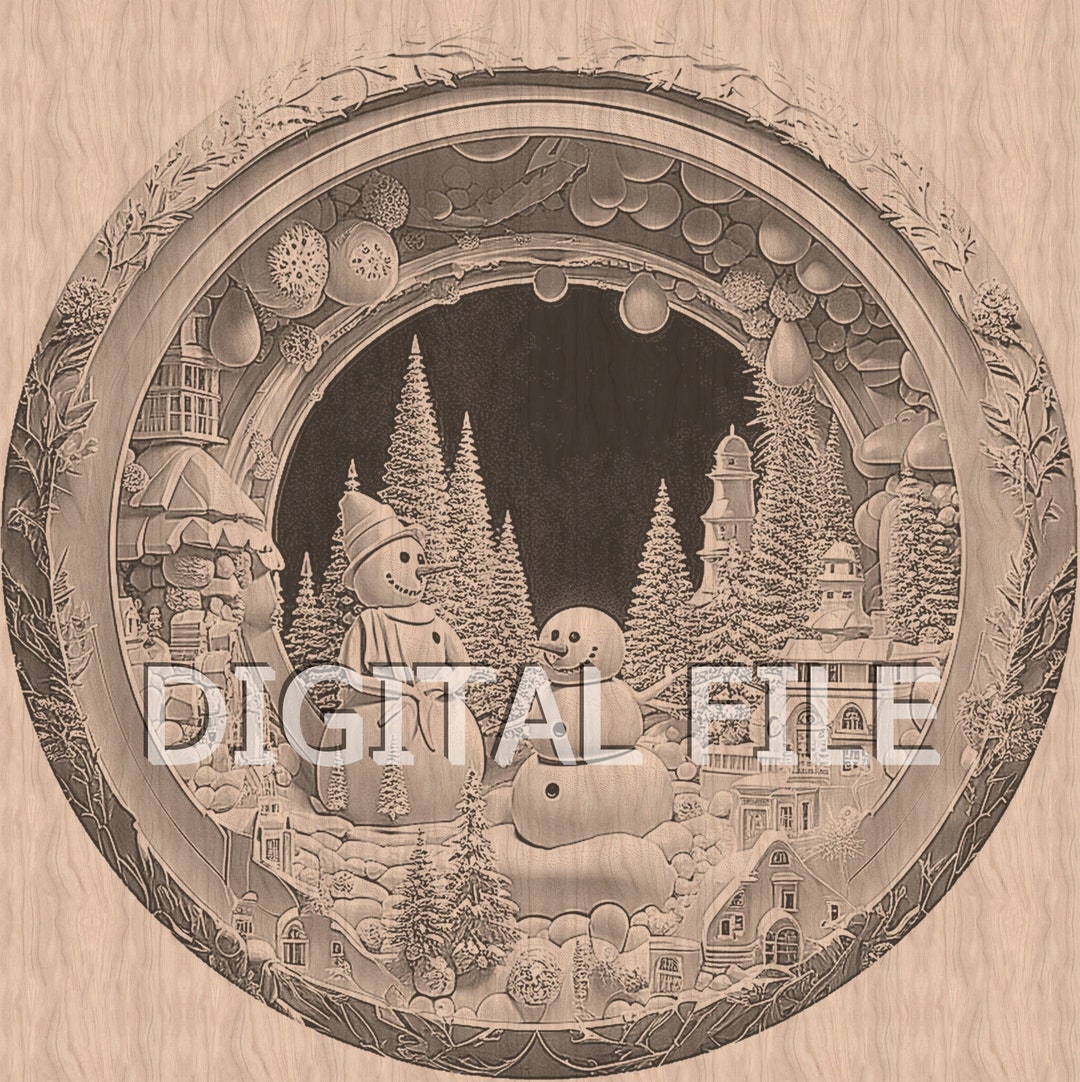 Laser Engraving Files, Snowman Png, 3D Illusion, Wood Engraving ...