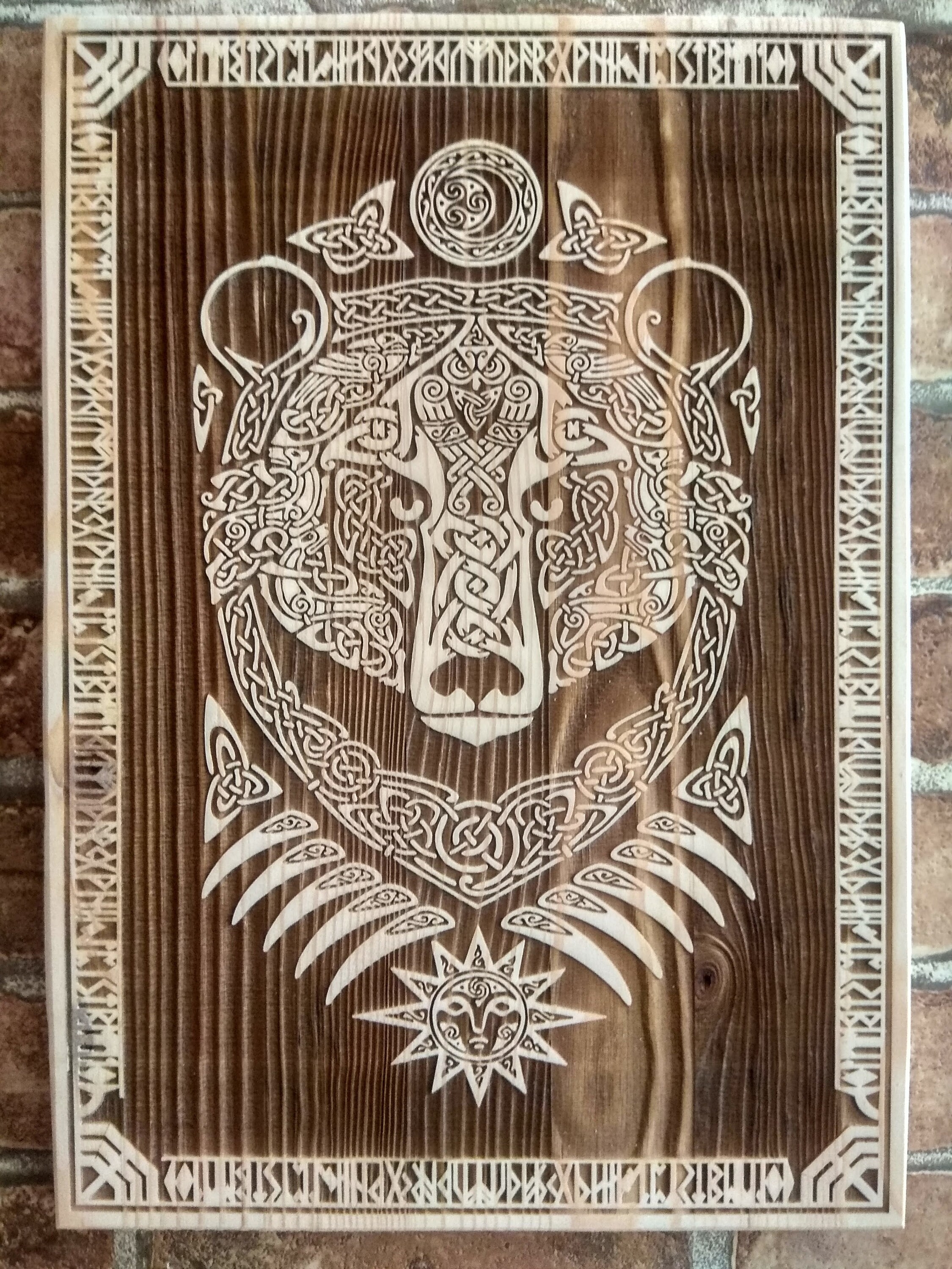Wood Burning Celtic Bear Wall Art, Forest Lord , Norse Mythology Decor ...