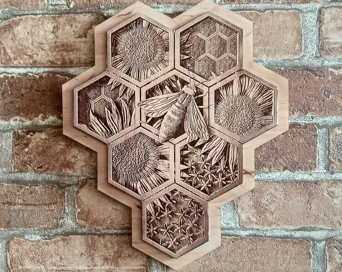 Bee,honeycomb Bee,bee on Flower,wood Carved Bee, Bee Wall Decoration ...
