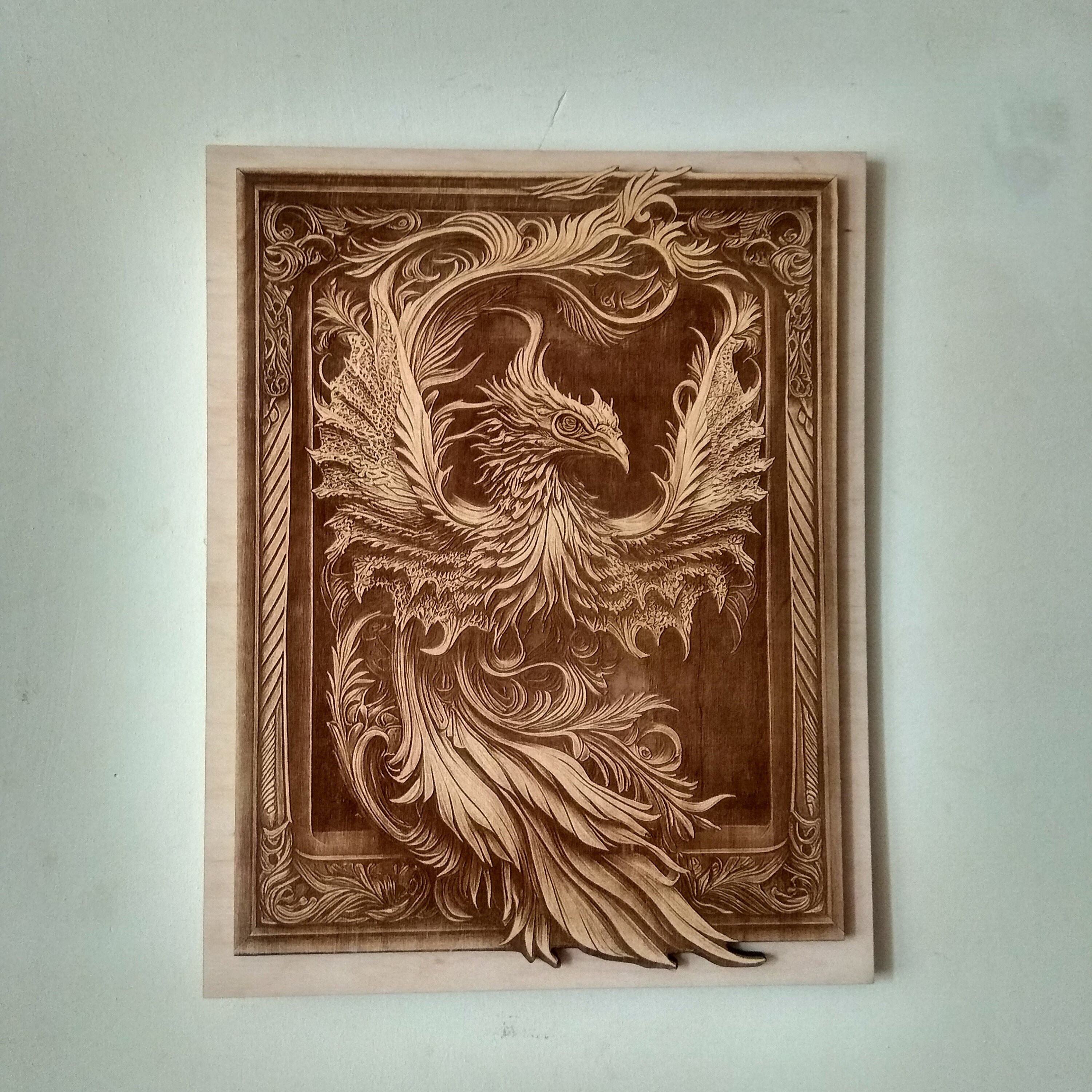Wood Laser Engraving Phoenix Wall Hanging Firebird Fantasy - Etsy