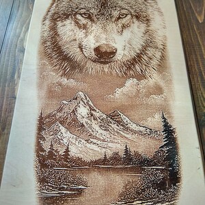 Laser Engraved Wood Wolf and Mountain Scene Wall Decor - Etsy