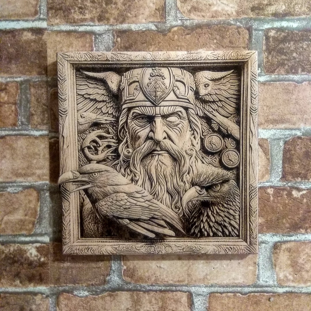 Wood Burning Odin Art, Norse Mythology Viking Decor, Wood Laser ...
