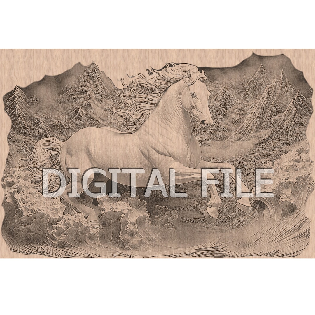 Laser Engraving Files, Horse, 3D Illusion, Wood Engraving, Glowforge ...
