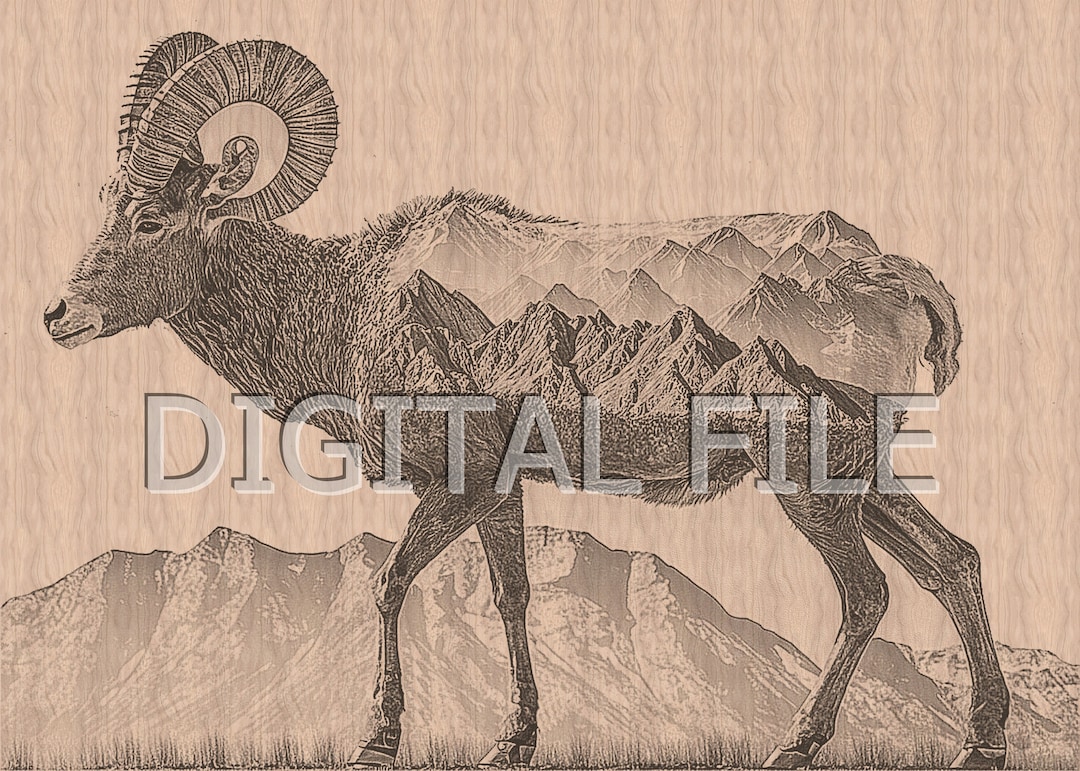 Laser Engraving Files, Bighorn Sheep, 3D Illusion, Wood Engraving ...