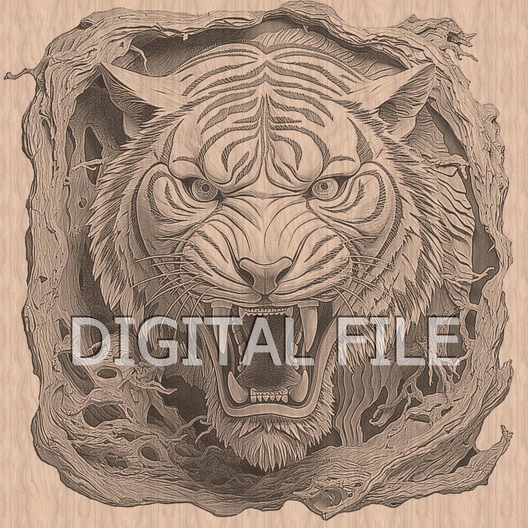 Laser Engraving Files, Tiger Head Png, 3D Illusion, Wood Engraving ...