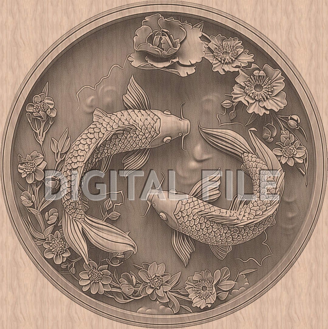 Laser Engraving Files, Koi Fish, Japanese Carp, Wood Engraving ...