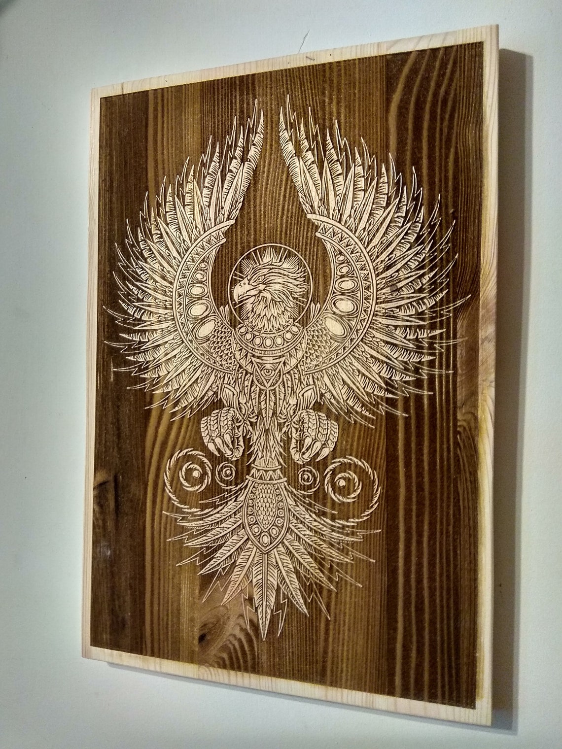 Wood Burned Phoenix Wall Hanging Firebird Fantasy | Etsy