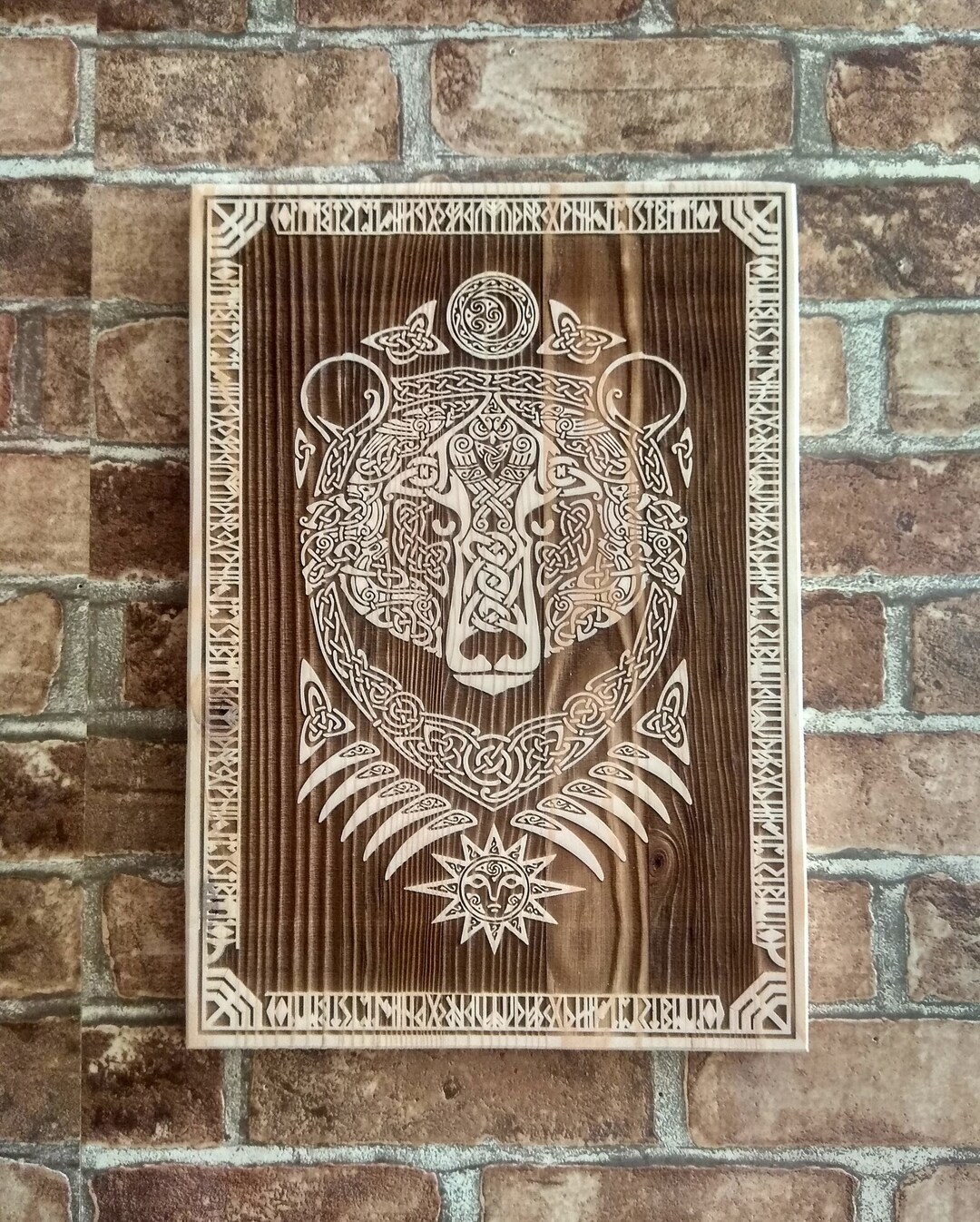 Wood Burning Celtic Bear Wall Art, Forest Lord , Norse Mythology Decor ...