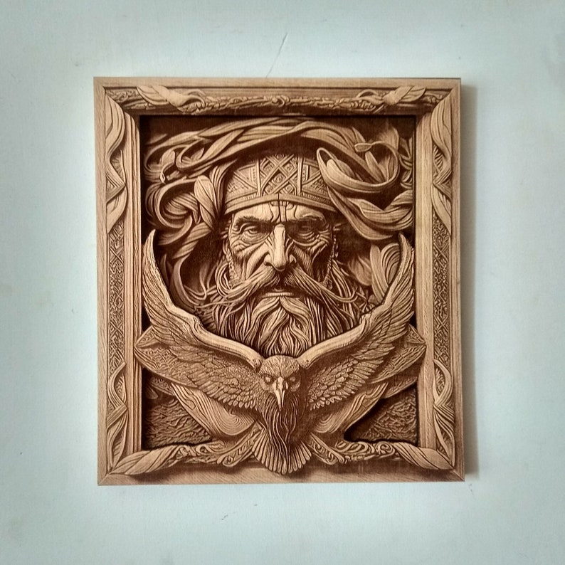 Laser Engraved Odin Art: 3D Norse Mythology Viking Decor - Etsy