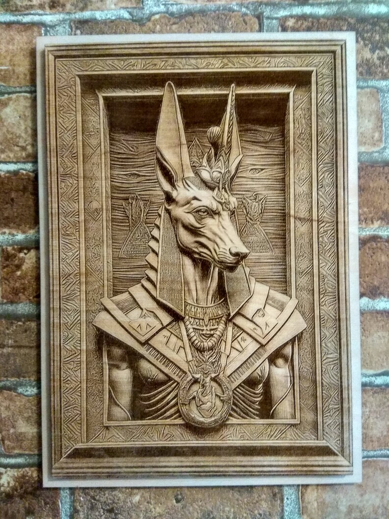 Anubis Wood Wall Decor: 3D Laser Engraved Egyptian Mythology Art - Etsy