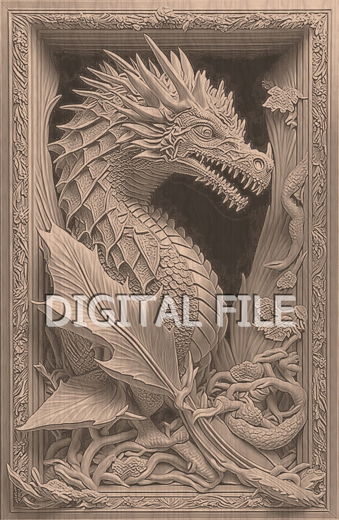 Laser Engraving Files, Dragon, 3D Illusion, Wood Engraving, Glowforge ...